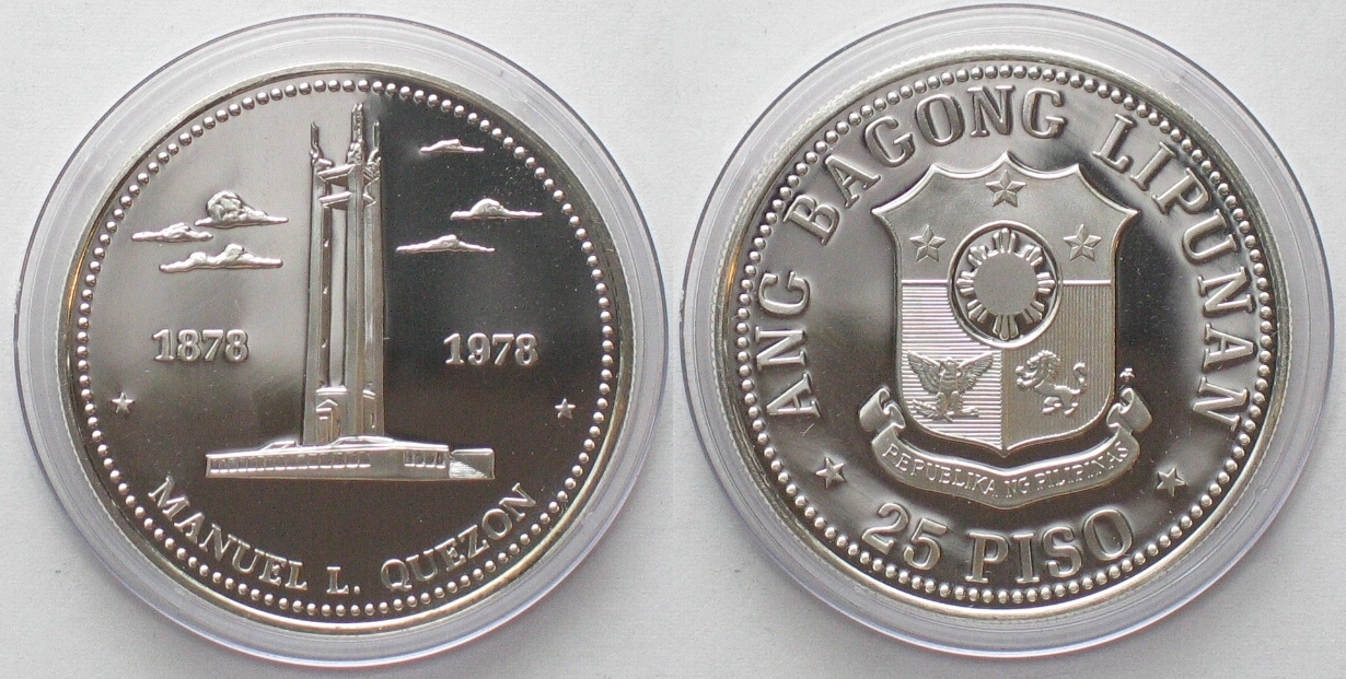 Philippinen PHILIPPINES 25 Piso 1978 MANUEL L. QUEZON silver Proof | MA ...