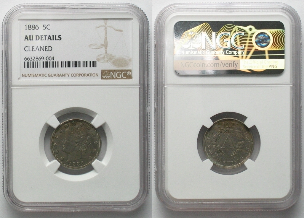 USA 5C FIVE-CENT PIECES US 1886 PHILADELPHIA LIBERTY HEAD NICKEL 5 ...