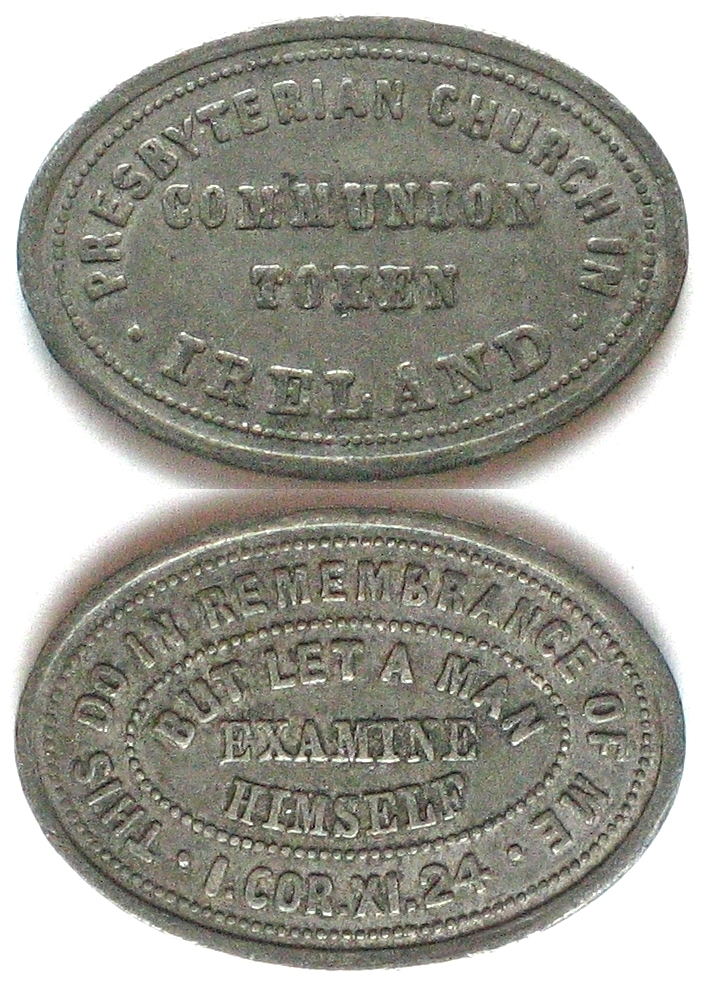 Irland - Tokens IRELAND Communion Token ND(ca.1900) PRESBYTERIAN CHURCH ...