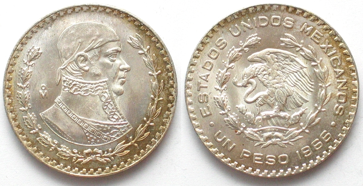 Mexiko MEXICO 1 Peso 1966 PAVON silver UNC!!! | MA-Shops