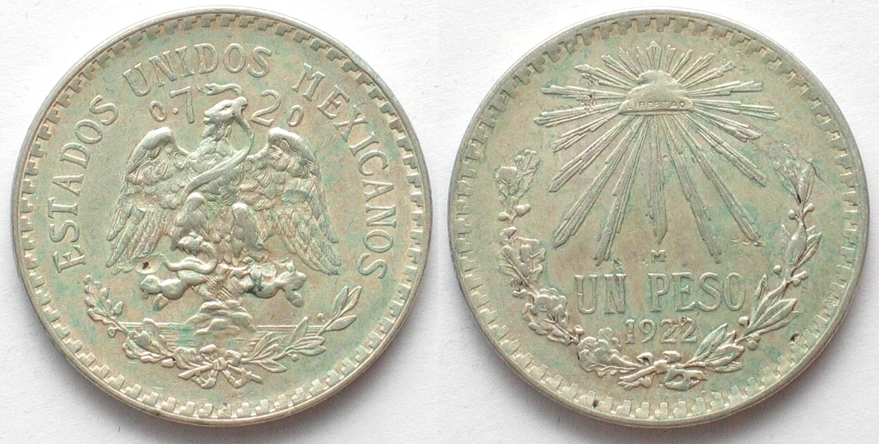 Mexiko MEXICO. Peso 1922, silver, AU | MA-Shops
