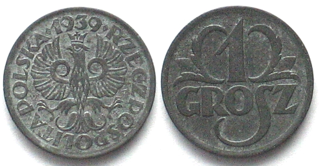 Polen POLAND 1 Grosz 1939 GERMAN OCCUPATION zinc UNC!!! | MA-Shops