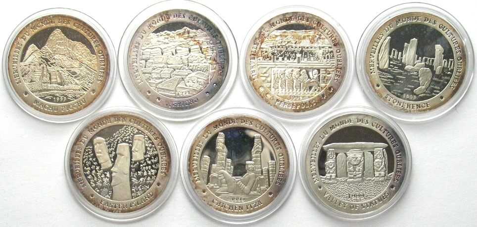Tschad CHAD 7 x 1000 Francs 1999 Complete set FORGOTTEN CULTURES silver ...