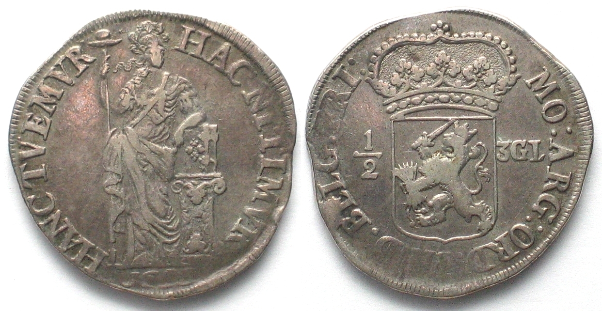 Niederlande - Friesland Netherlands FRIESLAND 1/2 3 Gulden 1696 silver ...