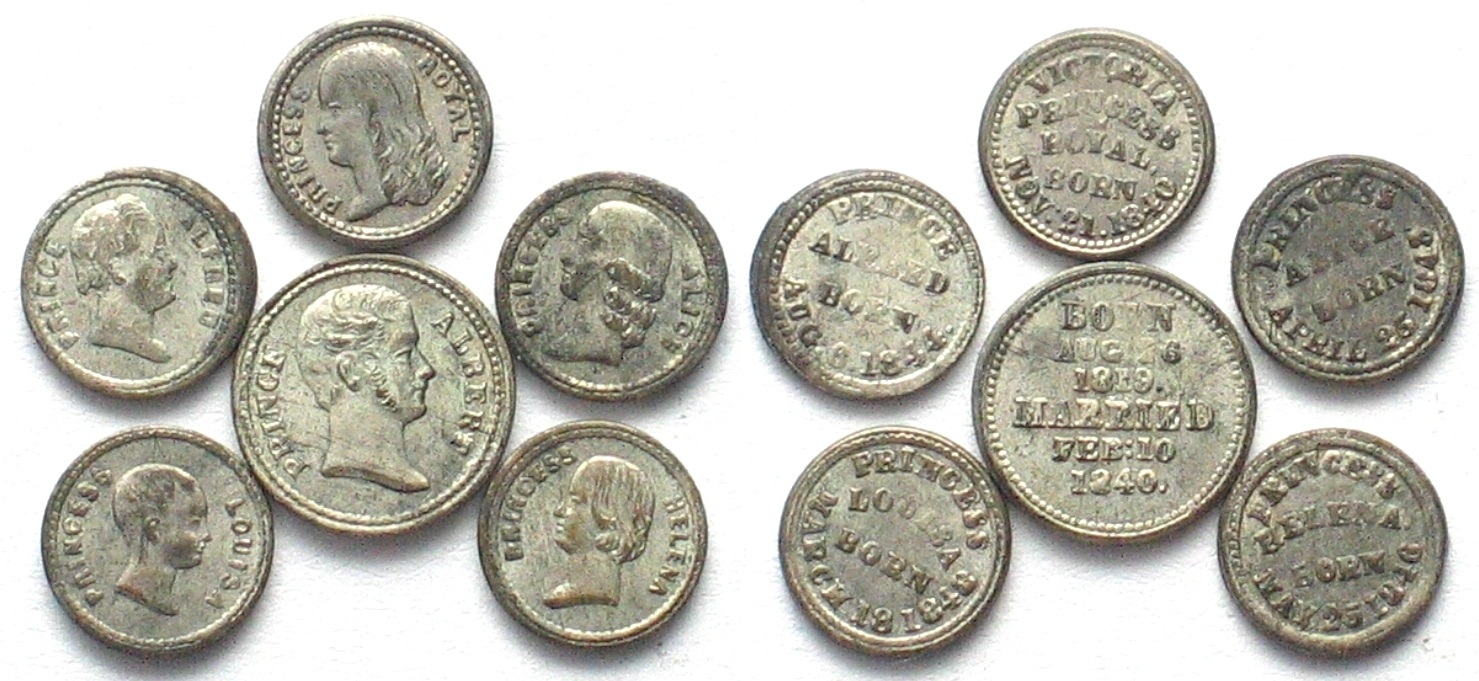 British Medals ROYAL FAMILY. Set of 6 small medals 1848-1865 by Joseph ...