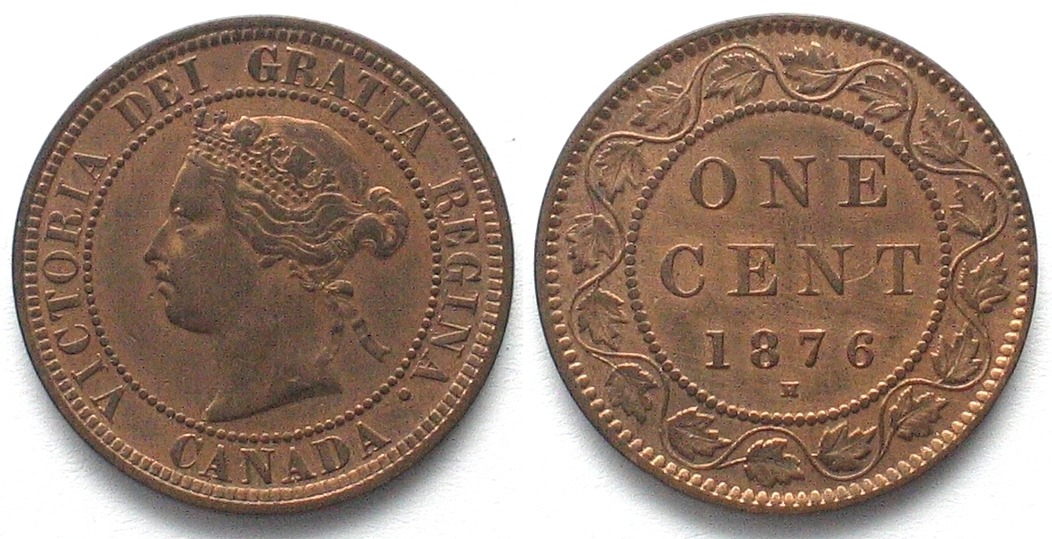 Kanada CANADA 1 Cent 1876 H VICTORIA bronze AU! | MA-Shops