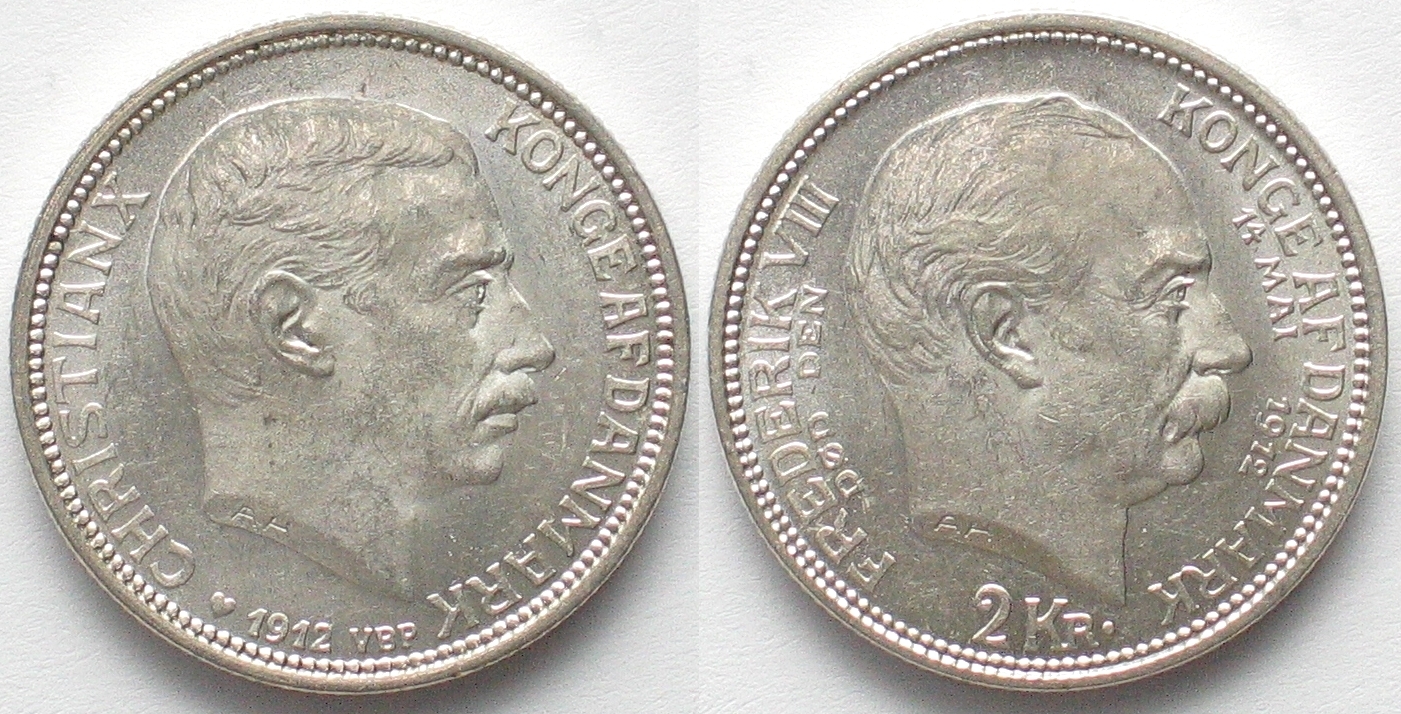 Dänemark DENMARK 2 Kroner 1912 CHRISTIAN X, Death of FREDERIK VIII ...