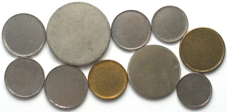 Schweiz 10 base metal planchets for international coins 1920-1990 UNC ...