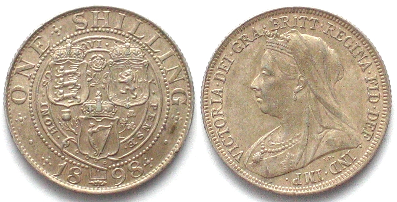 England GREAT BRITAIN Shilling 1898 VICTORIA silver UNC-! | MA-Shops