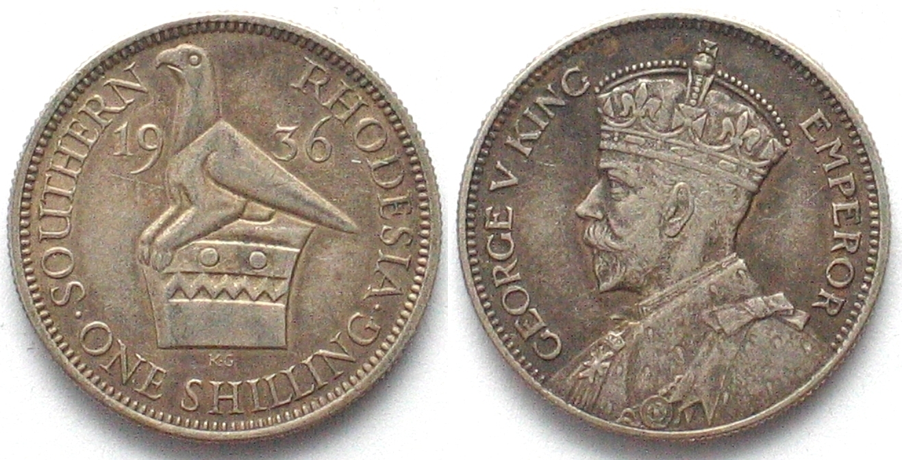 Südrhodesien SOUTHERN RHODESIA Shilling 1936 GEORGE V silver XF! EF ...