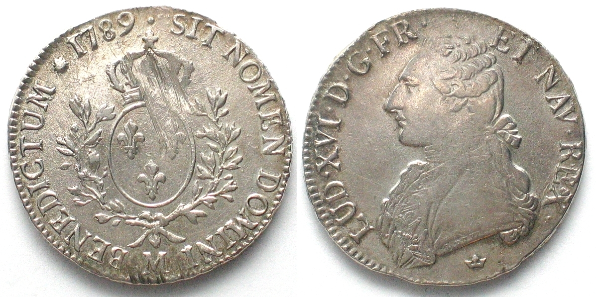 Frankreich FRANCE Ecu 1789 M Toulouse LOUIS XVI, silver, AU! | MA-Shops