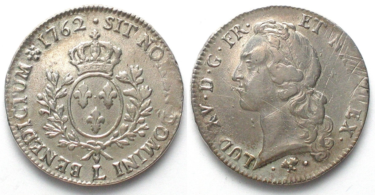 Frankreich FRANCE Ecu 1762 L, Bayonne, LOUIS XV, silver, AU! | MA-Shops