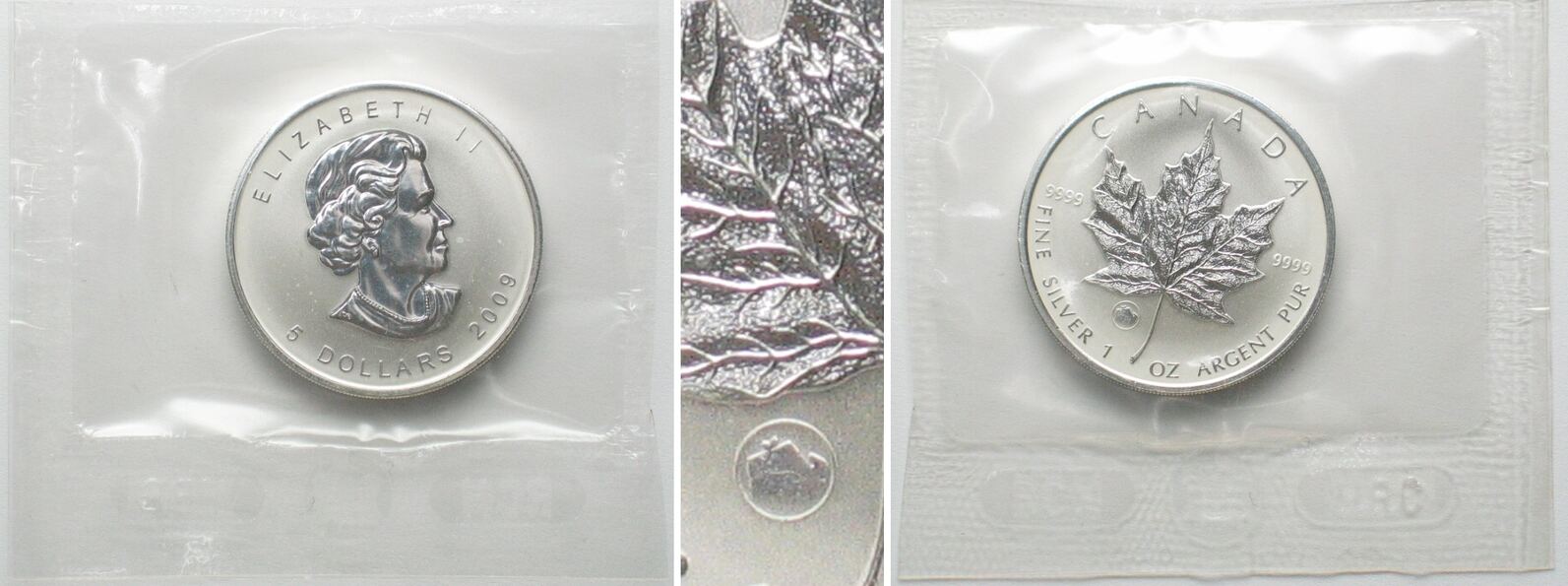 Kanada CANADA 5 Dollars 2009 MAPLE LEAF, Ox privy mark, silver 1 oz ...
