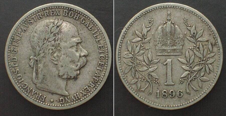 Haus Habsburg AUSTRIA. 1 Corona 1896, FRANZ JOSEPH I, silver, SCARCE ...