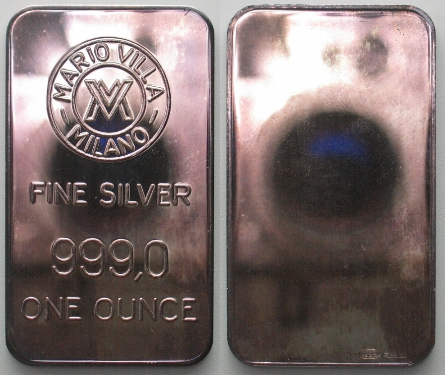 Ingots / Barren Italy. MARIO VILLA - MILANO. Fine Silver 999,0 One ...