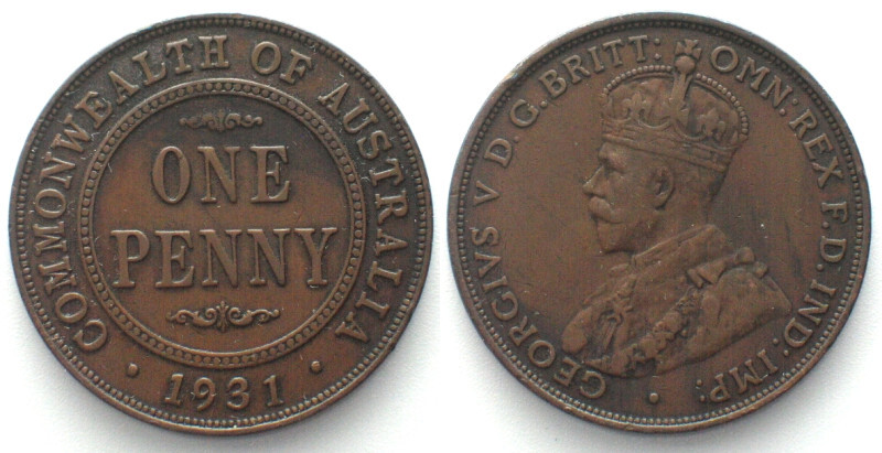 Australien AUSTRALIA. Penny 1931, George V, bronze, XF! | MA-Shops