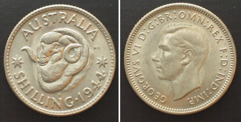 Australien AUSTRALIA. Shilling 1944, George VI, silver, UNC! | MA-Shops