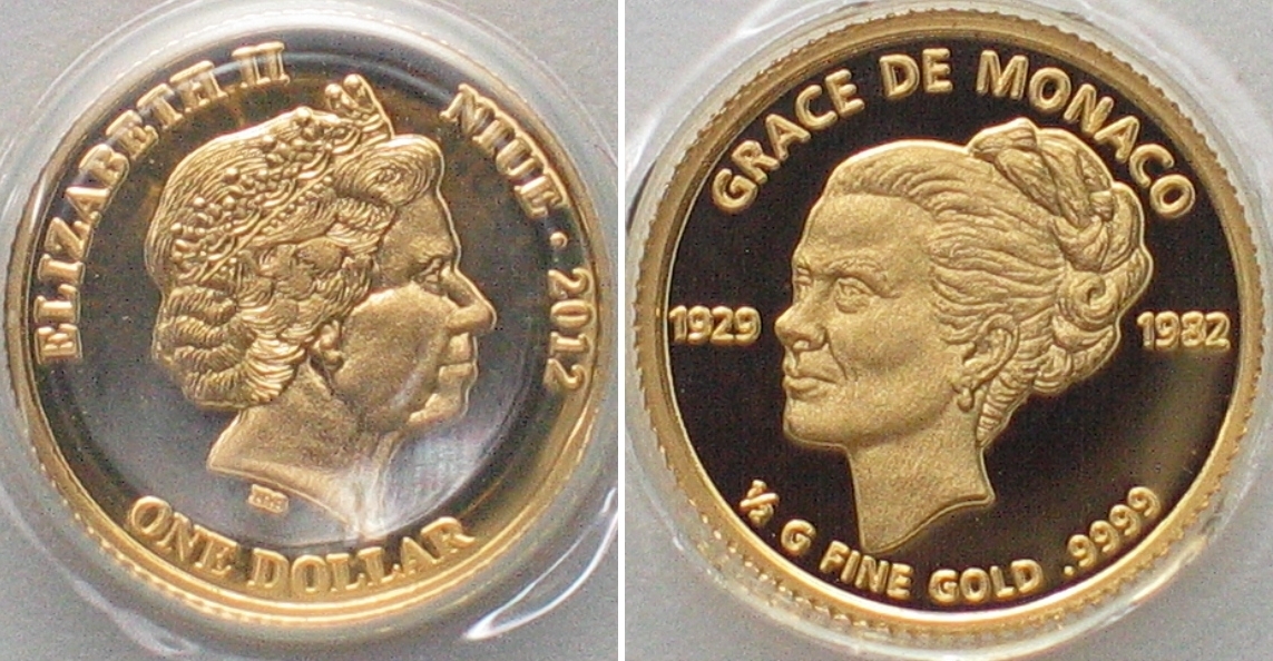 NIUE. 1 Dollar 2012, GRACE KELLY, gold, Proof | MA-Shops