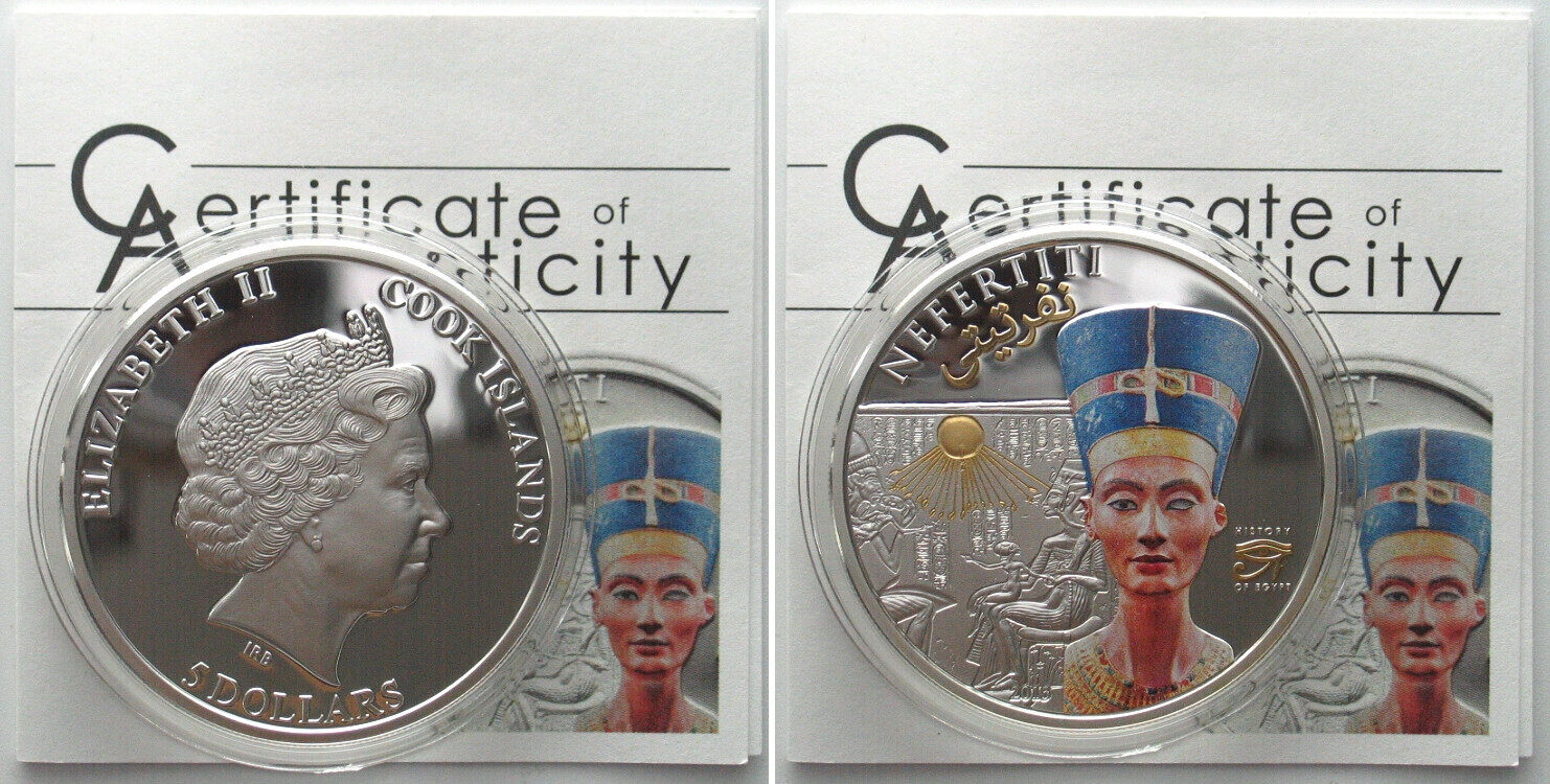 Cook-Inseln COOK ISLANDS 5 Dollars 2013, NEFERTITI, HISTORY OF EGYPT ...