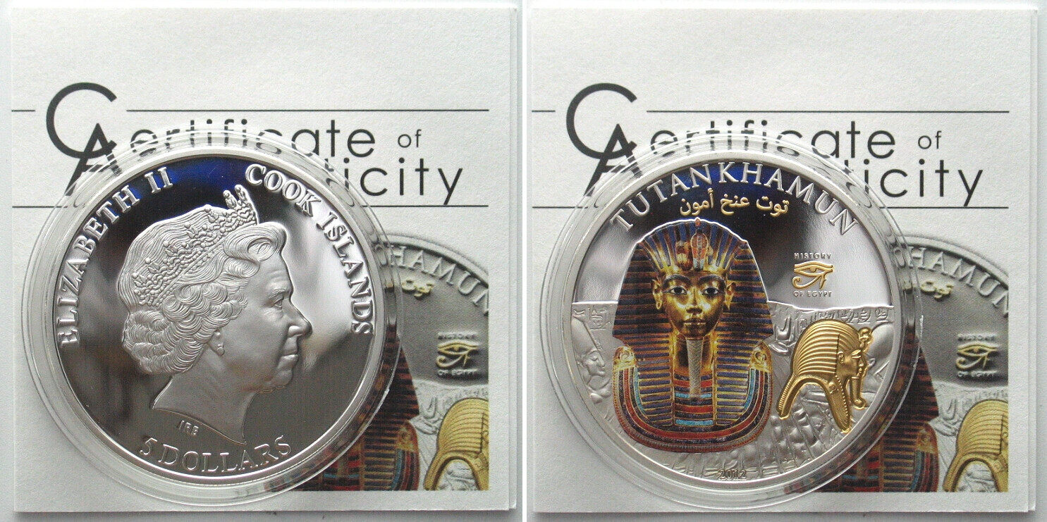Cook-Inseln COOK ISLANDS 5 Dollars 2012, Tutankhamun, HISTORY OF EGYPT ...