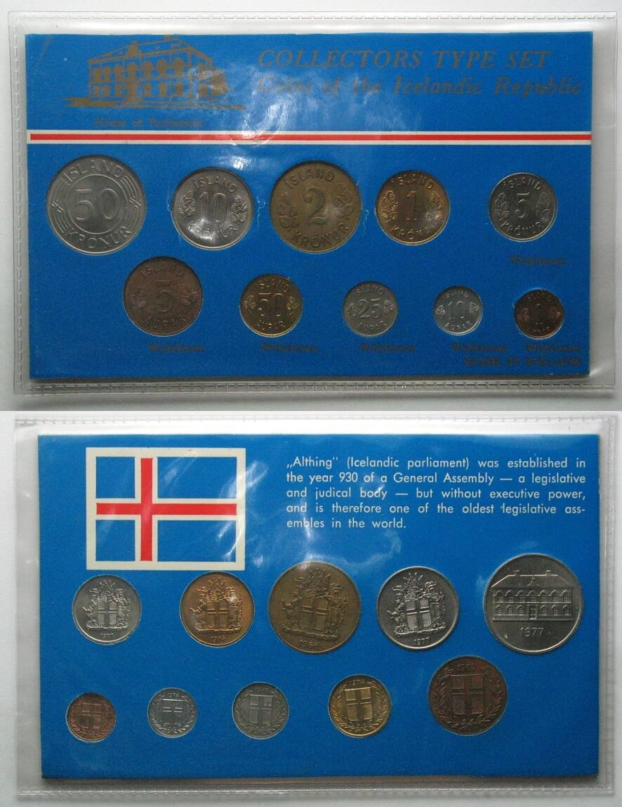 Island ICELAND 1977 Official Mint Set 10 coins BU | MA-Shops