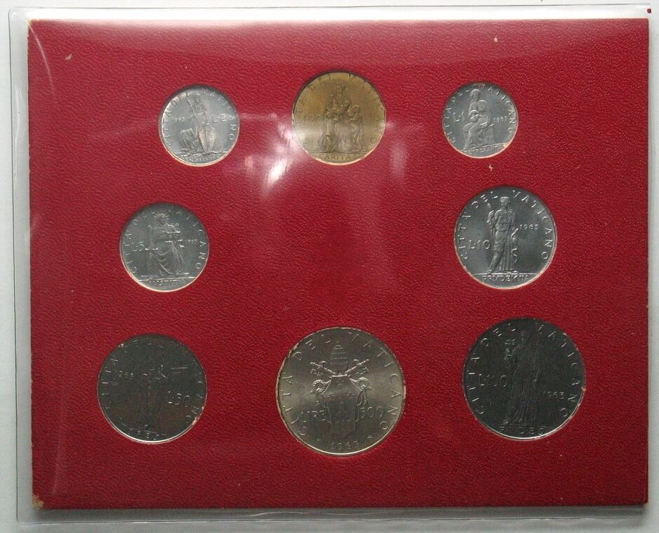 Vatikan VATICAN Mint Set 1963 (MCMLXIII) Anno I PAUL VI with silver 500 ...
