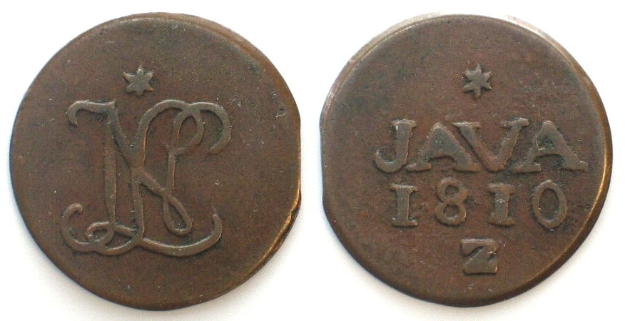 Niederländisch Indien - Java JAVA. Duit 1810 Z, Louis Napoleon, copper ...