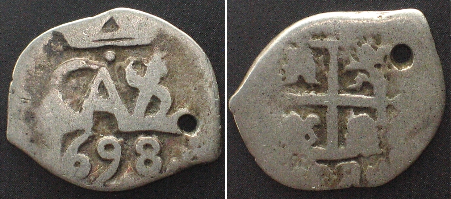 Bolivien BOLIVIA. 1/2 Real 1698, Potosi, CHARLES II, silver, COB ...