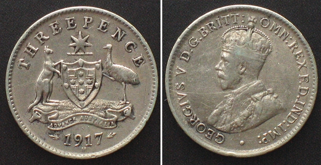 Australien AUSTRALIA 3 Pence 1917 M GEORGE V silver XF EF | MA-Shops