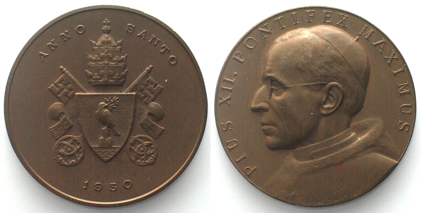 Vatikan - Medaillen PIUS XII Bronze medal 1950 HOLY YEAR by A. Hartig 40mm UNC | MA-Shops