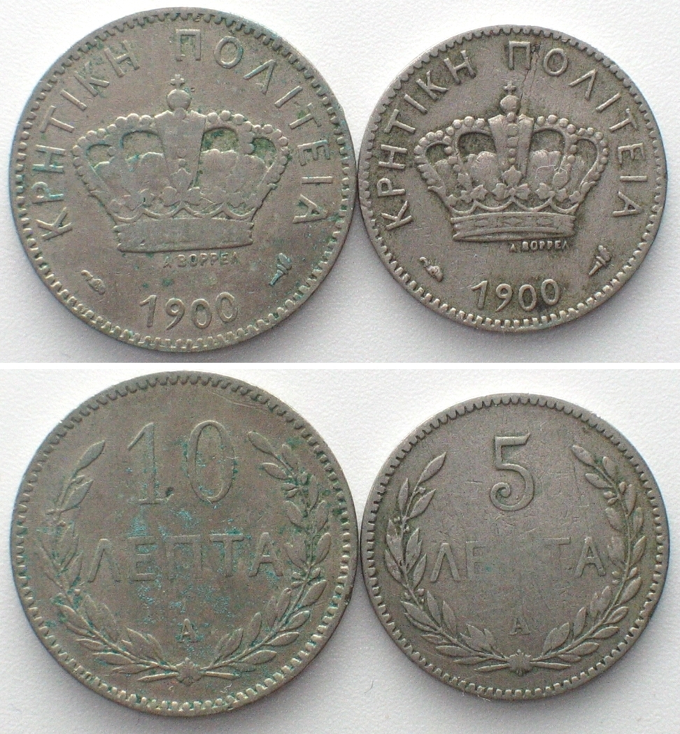 Kreta CRETE 5 & 10 Lepta 1900 Prince GEORGE Cu-Ni aVF VF- | MA-Shops