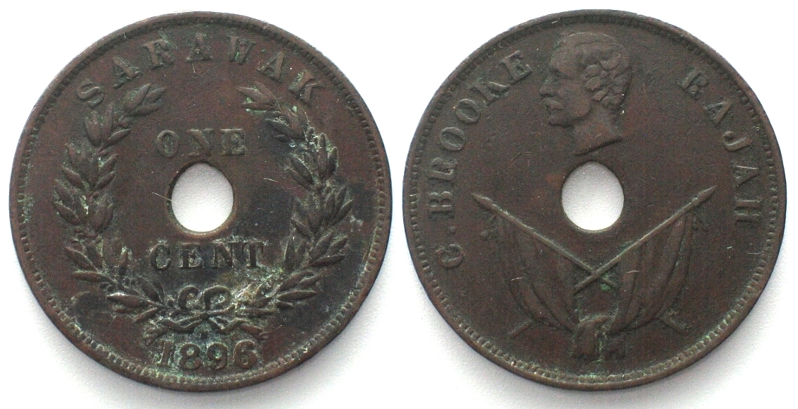 SARAWAK. 1 Cent 1896 H, C. BROOKE RAJAH, copper, VF+ | MA-Shops