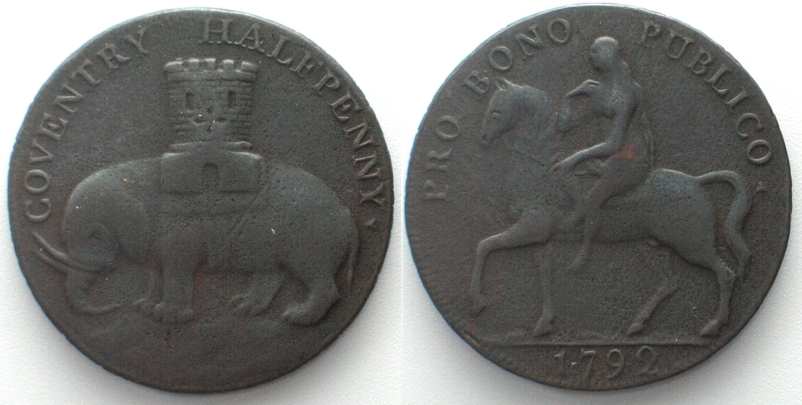 British Tokens - Warwickshire WARWICKSHIRE 1792 Lady Godiva COVENTRY ...