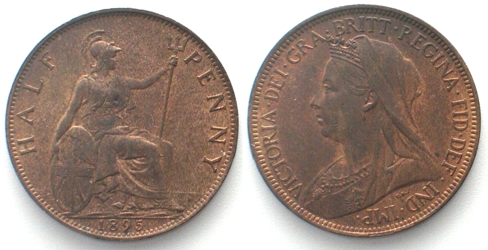 England GREAT BRITAIN Half Penny 1895 VICTORIA bronze UNC!!! | MA-Shops