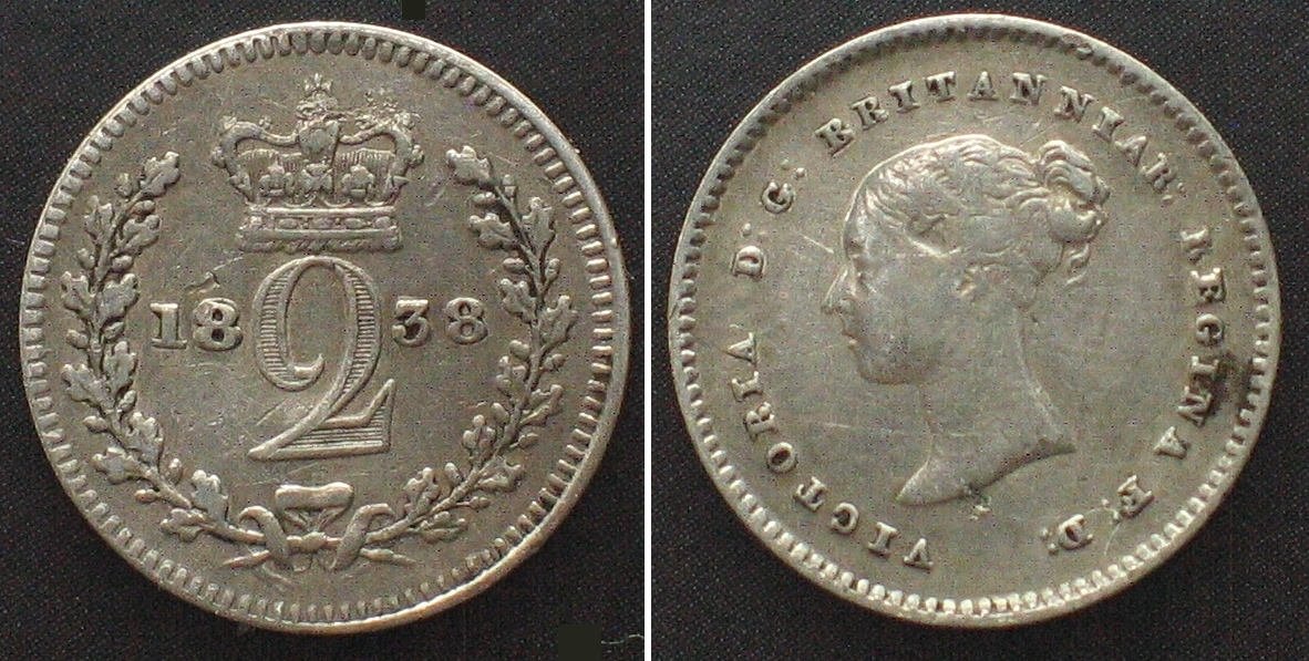 England GREAT BRITAIN Maundy 2 Pence 1838 VICTORIA silver VF | MA-Shops