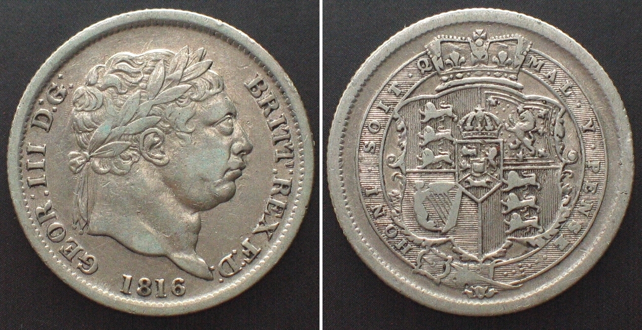 England GREAT BRITAIN Shilling 1816 GEORGE III silver XF EF | MA-Shops