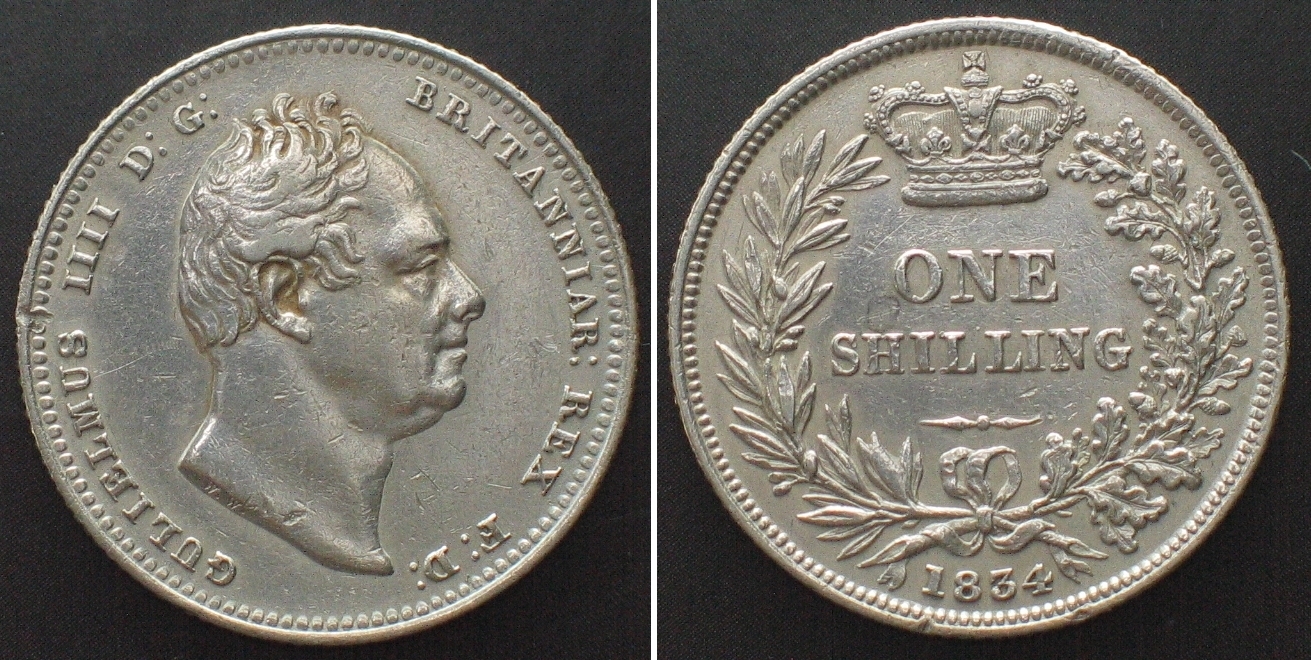 England GREAT BRITAIN Shilling 1834 WILLIAM IV silver XF! EF | MA-Shops