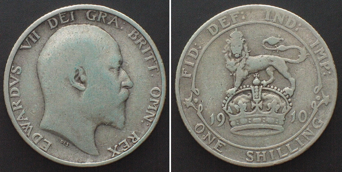 England GREAT BRITAIN Shilling 1910 EDWARD VII silver aVF VF- | MA-Shops