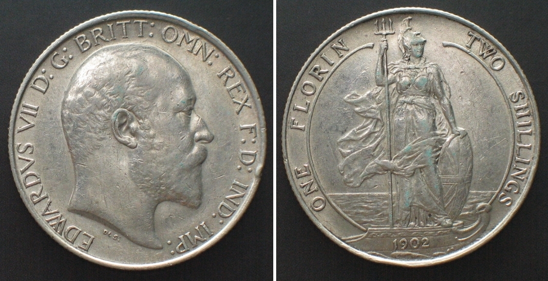 England GREAT BRITAIN Florin 1902 EDWARD VII silver UNC-! | MA-Shops