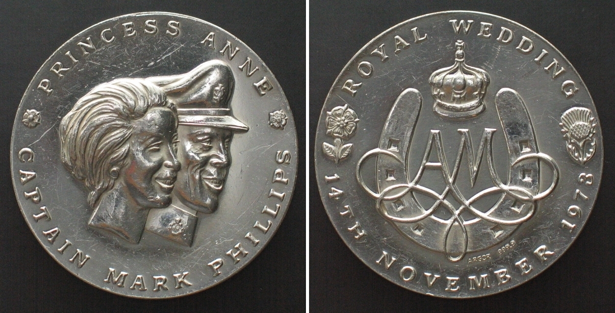 Schweiz - Medaillen ROYAL WEDDING 1973 - PRINCESS ANNE & CAPTAIN MARK ...