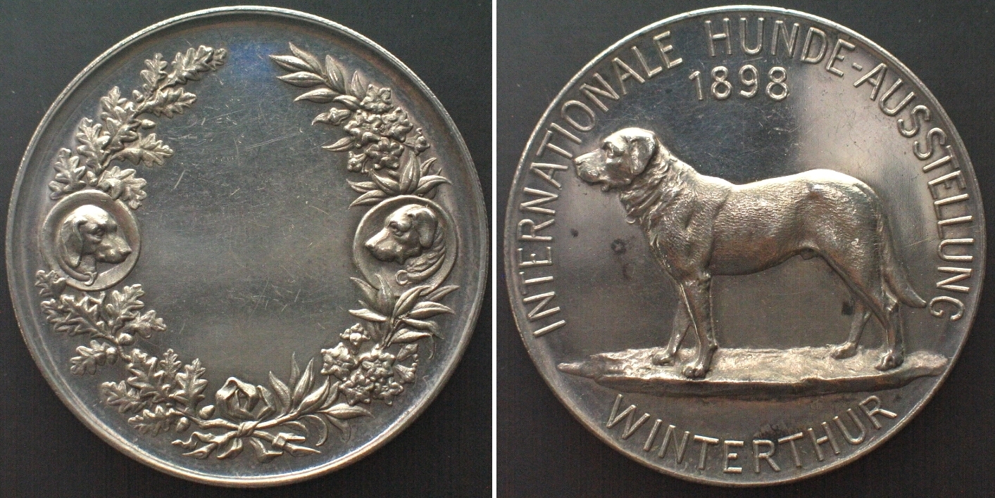 Schweiz - Medaillen WINTERTHUR - INTERNATIONAL CANINE EXPO 1898 silver ...