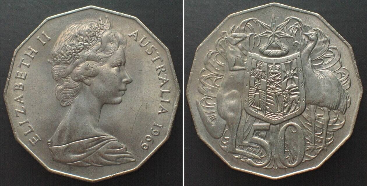 Australien AUSTRALIA 50 Cents 1969 Cu-Ni UNC!!! | MA-Shops