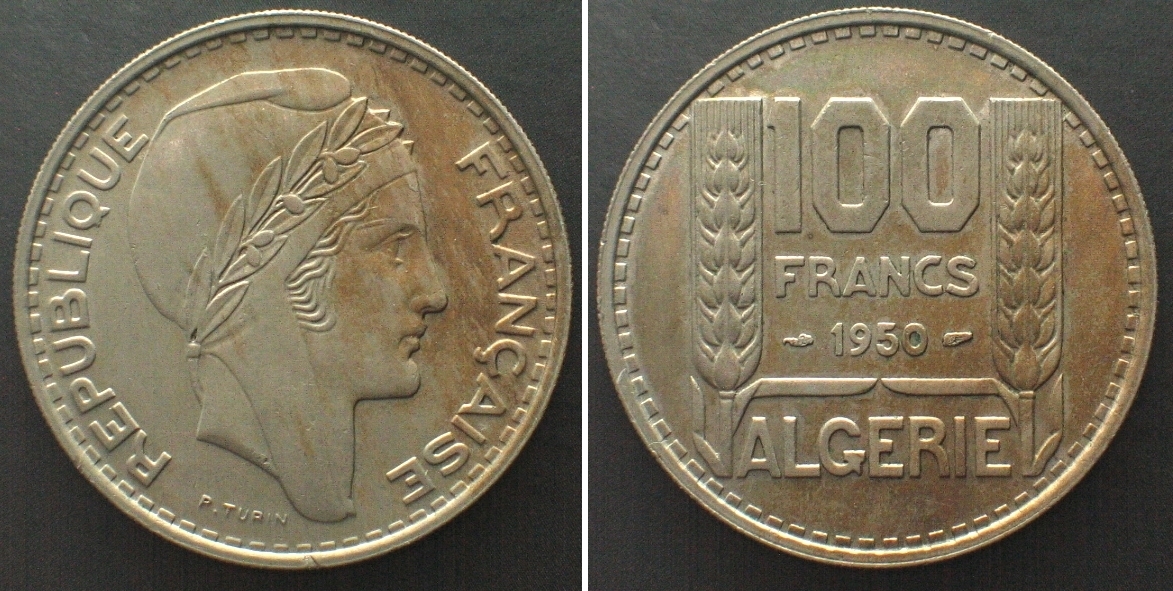 Algerien ALGERIA 100 Francs 1950 Cu-Ni UNC! | MA-Shops