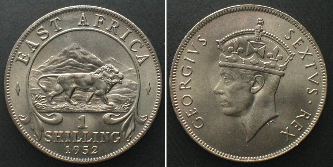 Britisch Ostafrika EAST AFRICA. 1 Shilling 1952, GEORGE VI Cu-Ni BU ...