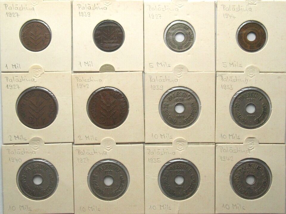 Palästina PALESTINE Collection of 12 coins 1927-1944, many in better ...