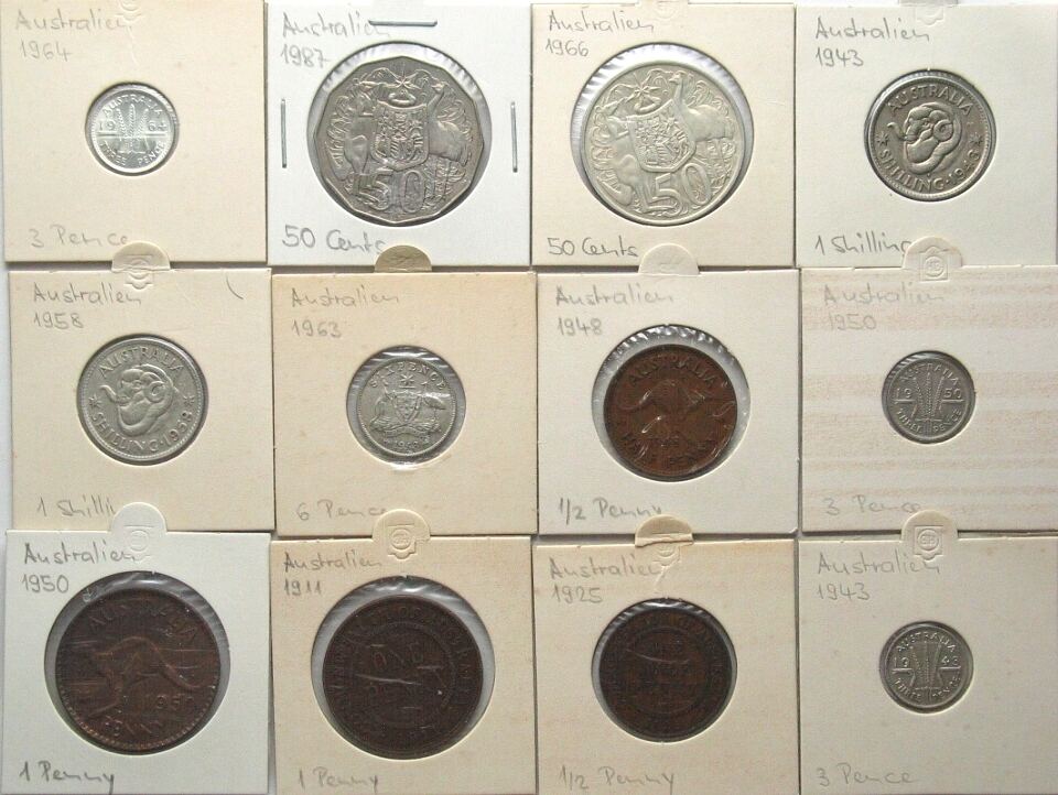 Australien 1911-1987 AUSTRALIA Collection of 12 coins 1911-87, many in ...