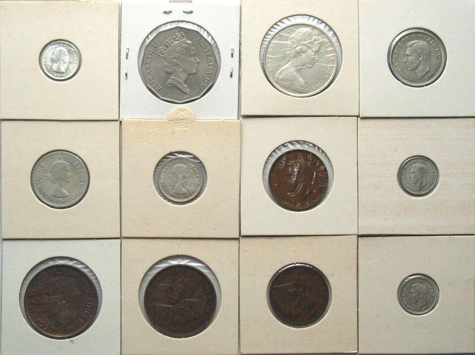 Australien 1911-1987 AUSTRALIA Collection of 12 coins 1911-87, many in ...