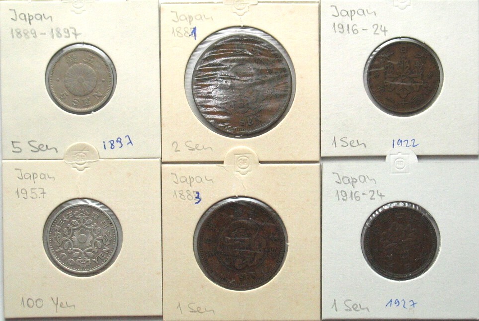 JAPAN Collection of 6 coins 1881-1957, with silver | MA-Shops