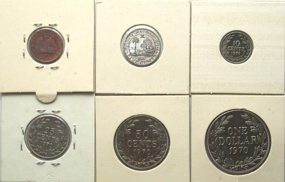 LIBERIA Proof Set 1970, 6 single coins | MA-Shops