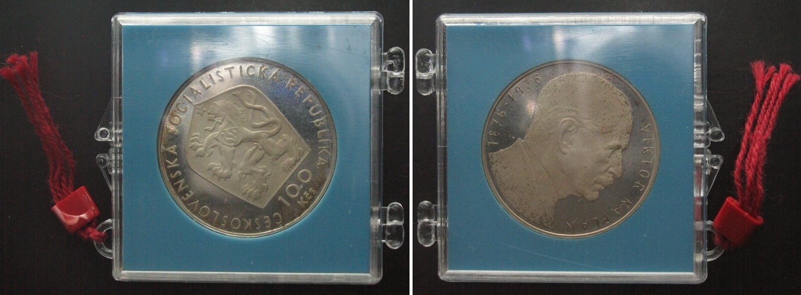Tschechoslowakei CZECHOSLOVAKIA 100 Korun 1976 VIKTOR KAPLAN silver ...